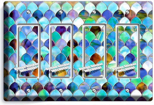 MERMAID TAIL FISH SCALES STAINED GLASS LOOK LIGHT SWITCH OUTLET WALL ...