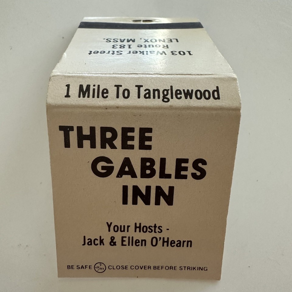 Vintage Full Matchbook - Three Gables Inn - Lenox, Massachusetts | eBay