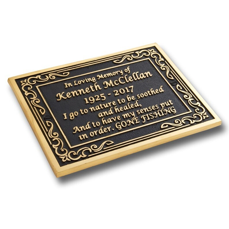 Solid Cast Brass Memorial Plaque personalized in full 3D Brass ...