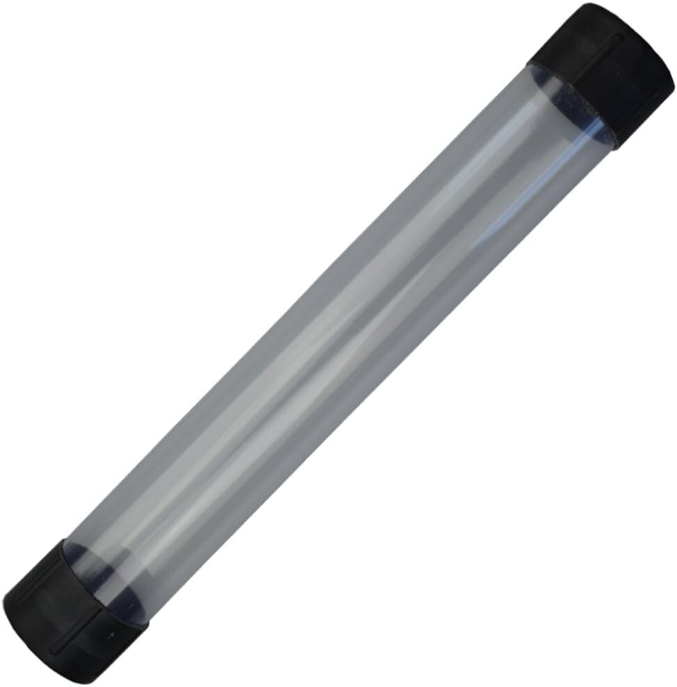 Clear Plastic Fishing Float Tubes Length 12 inch Black End Caps New X1 ...