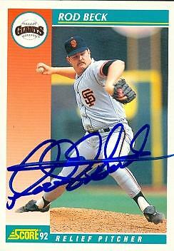 Rod Beck autographed Baseball Card (San Francisco Giants) 1992 Score ...