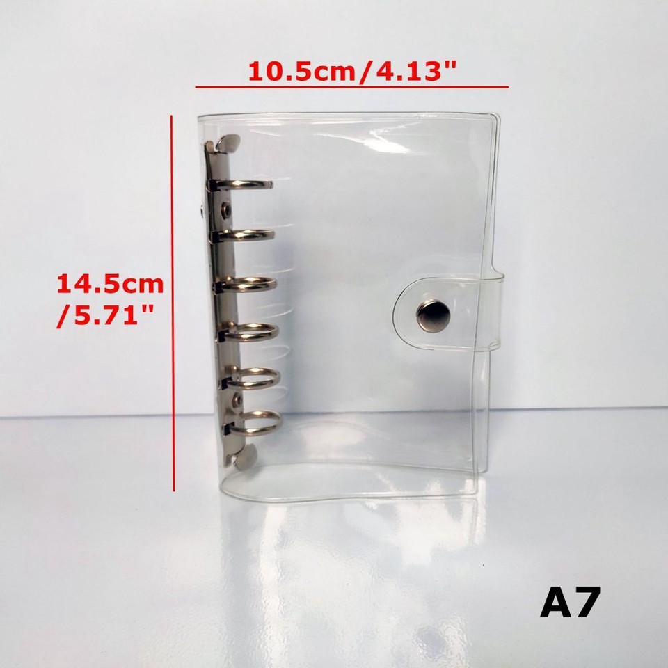 A4/A5/A6/A7 Clear Plastic Clip File Folder Notebook Loose Leaf Ring ...