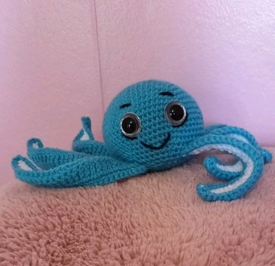Happy Little Blue Octopus Handmade Amigurumi Crochet Soft Toy | eBay UK