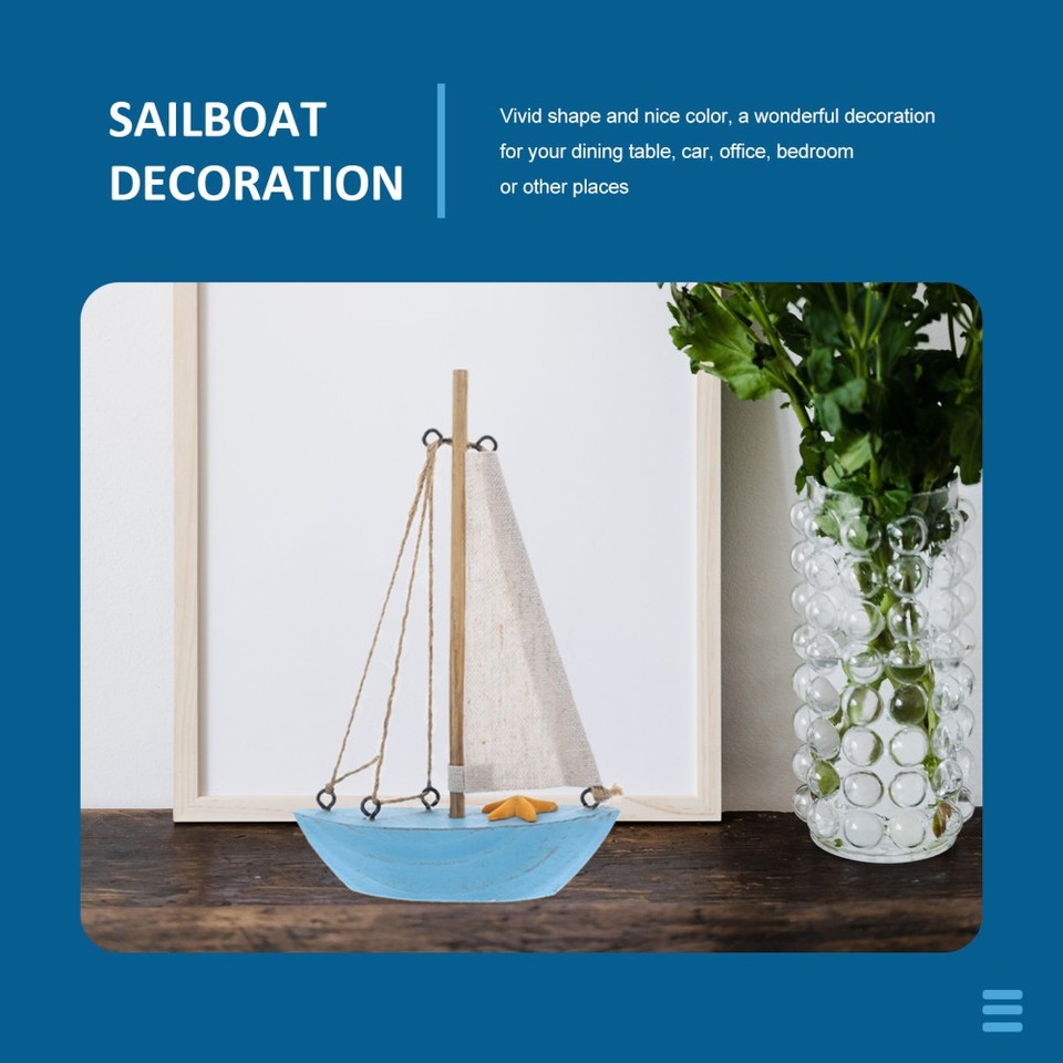 Table Boat Statue Nautical Ornaments Sailboat Decoration Sailing Model ...