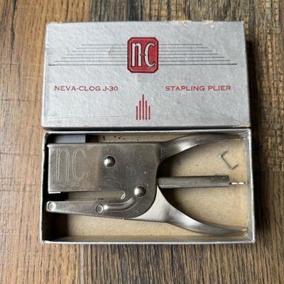 Vintage Neva-Clog J-30 Stapling Plier with Box Industrial Office Tool ...