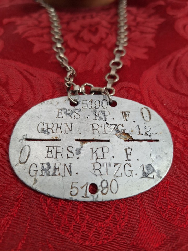 WW2 German Dog Tag Aluminum Authentic Original Company Commander #5190 ...