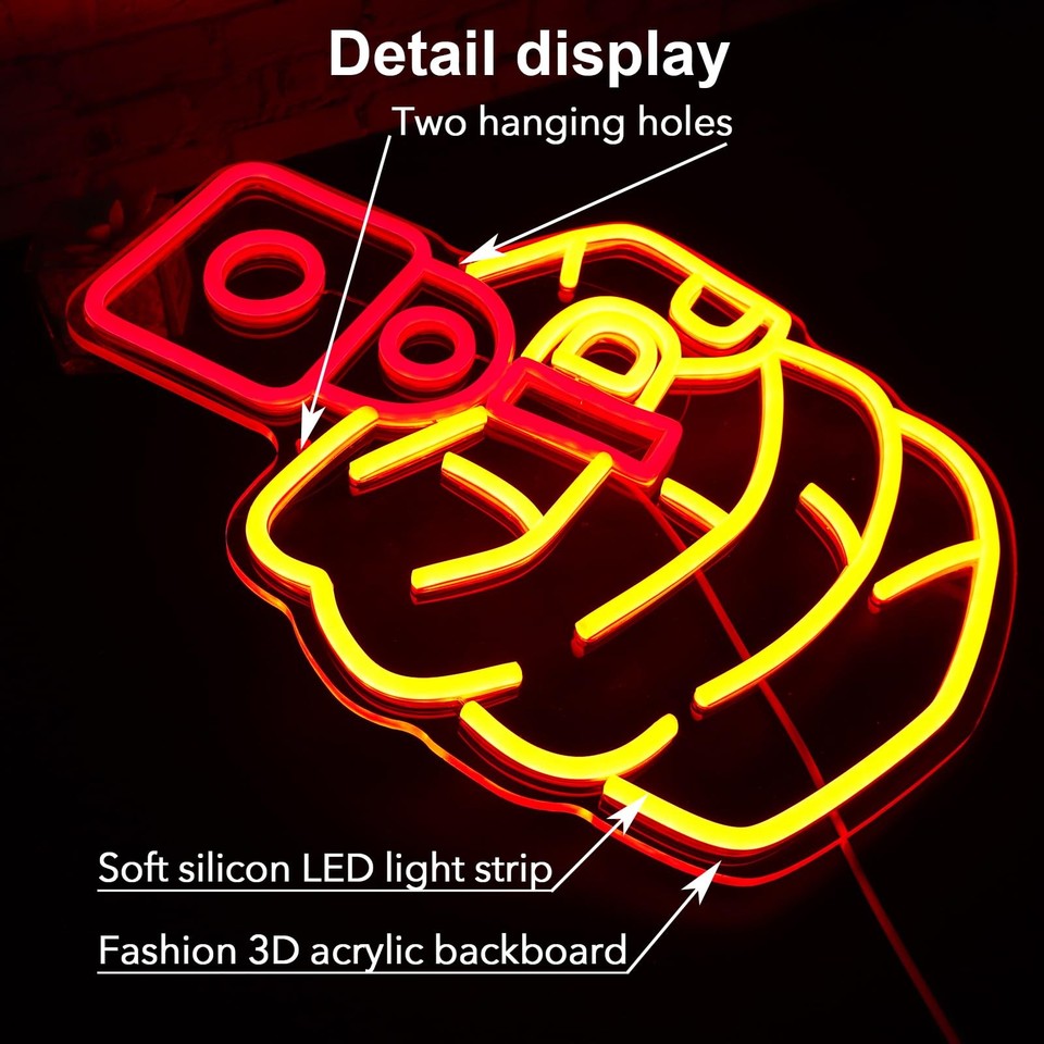 Gun Neon Light Led Yellow Red Pistol Neon Sign Cool Hanging Neon Signs ...
