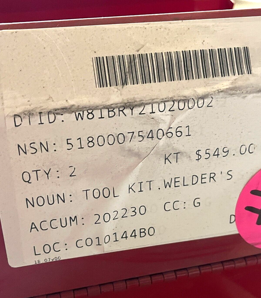 USGI MILITARY WELDER'S TOOL KIT 7540661 1619210 NSN 5180-00-754-0661 | eBay
