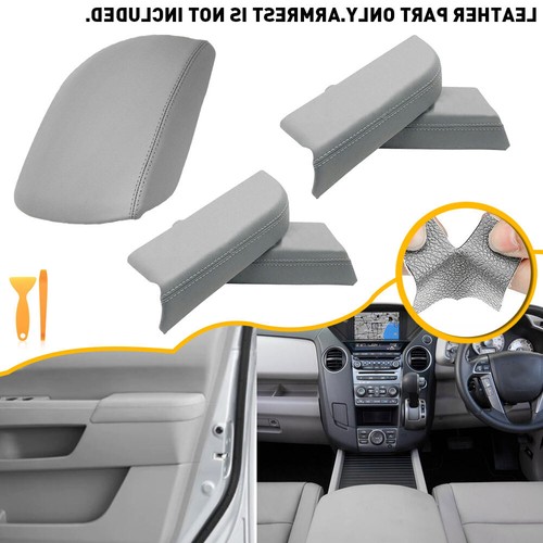 For Honda Pilot Center Console+Front Rear Leather Door Armrest Cover ...