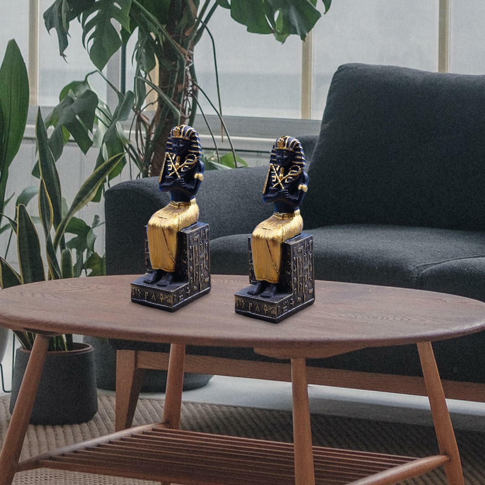 2x Resin Egyptian Pharaoh Figurines Sculpture for Shelf Desktop ...