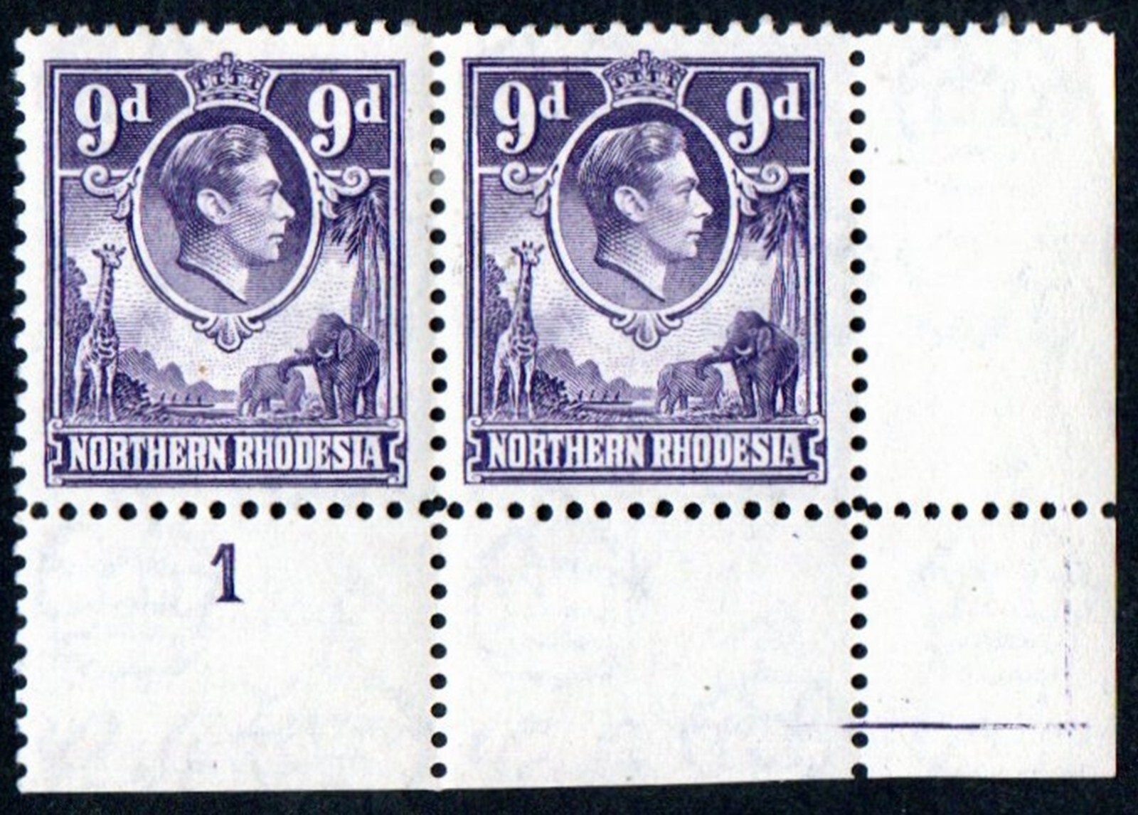 1938 Northern RHODESIA KGVI - 9d Corner pair PLATE 1 - MNH | eBay