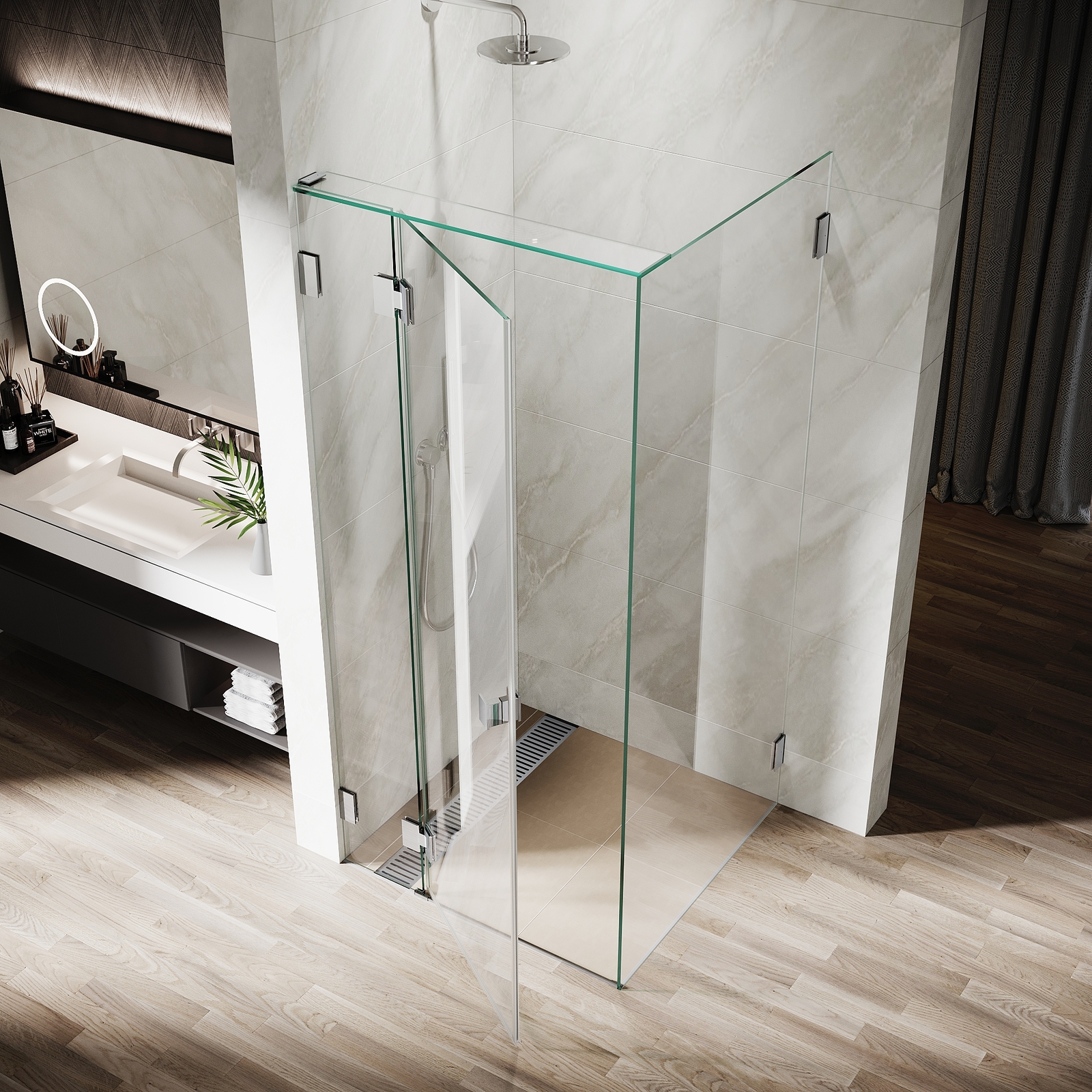 New Pivot Door 10mm Frameless Shower Screen Toughen Glass Enclosure ...