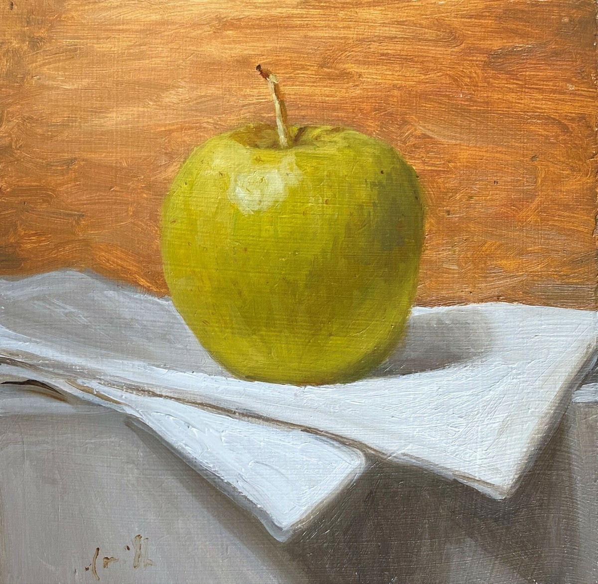 Green Apple Painting Still Life With Two Green Apples — Elizabeth