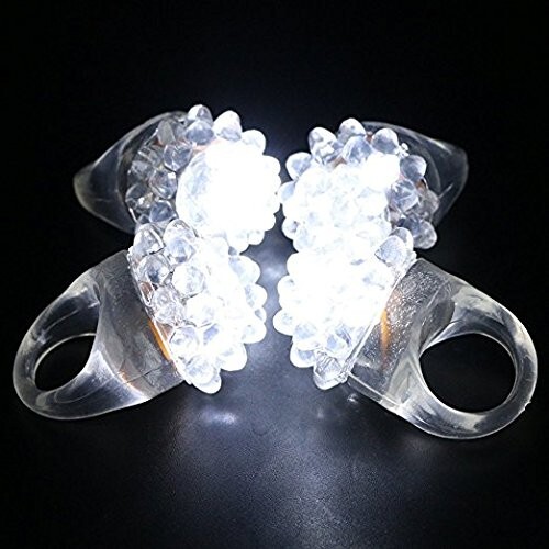 C&H Solutions Shining White Clear LED Flashing Jelly Bumpy Finger Rings ...