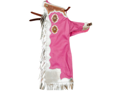 Western Pink Cow Hide Leather Rodeo Chinks for Girl Women Kids Horse ...