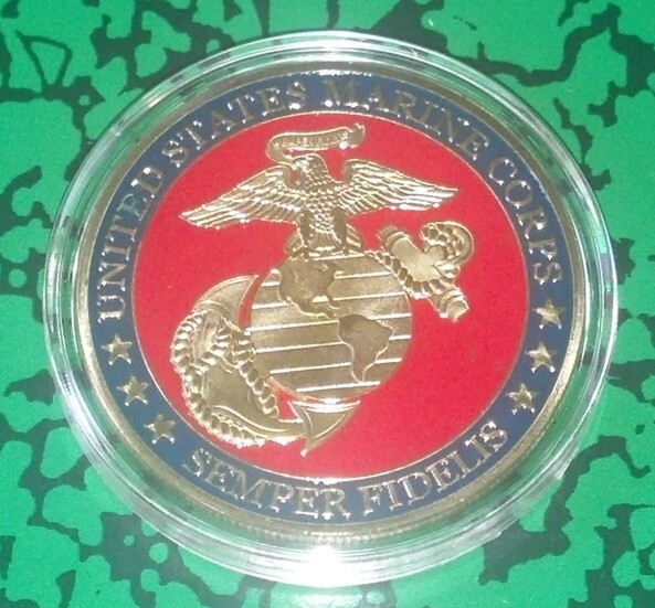 USMC SNIPER CARLOS HATHCOCK WHITE FEATHER COLORIZED ART ROUND CHALLENGE ...