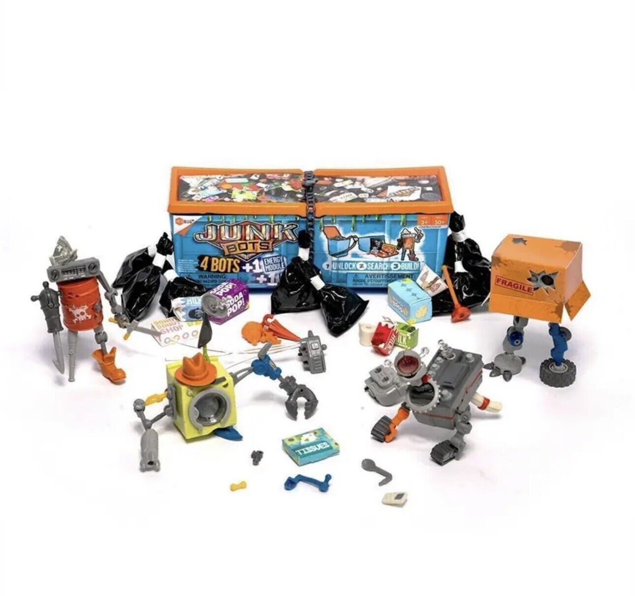 Hexbug Junkbots Industrial Dumpster Assortment Kit 4 Surprise Bot Set ...