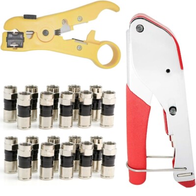 Coaxial Compression Tool Coax Cable Crimper Kit for RG6 RG11 RG59 F81 ...