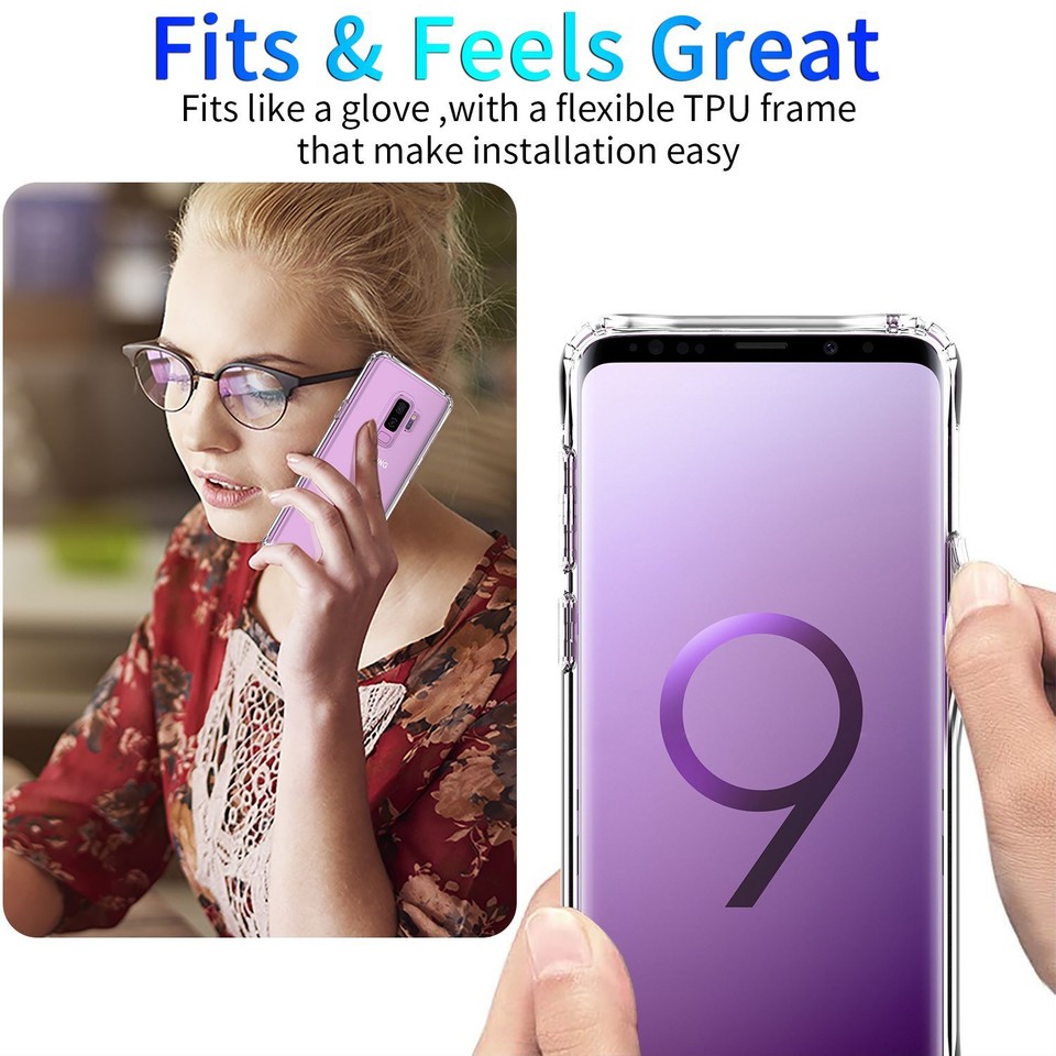 For Samsung Galaxy S9/S9 Plus/S8 Case Phone Cover Clear + Tempered ...