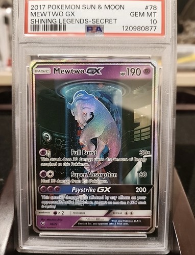Mewtwo GX Alt Art PSA 10 Pokemon Shining Legends Mewtube 78/73 NEW CERT ...