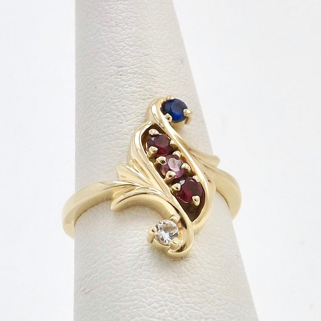 14K Gold 5 BirthStone Mother Grandmother Ring September January October ...