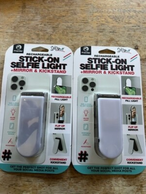 Selfshot Rechargeable Stick On Selfie Cell Light Mirror 3 LED Modes ...