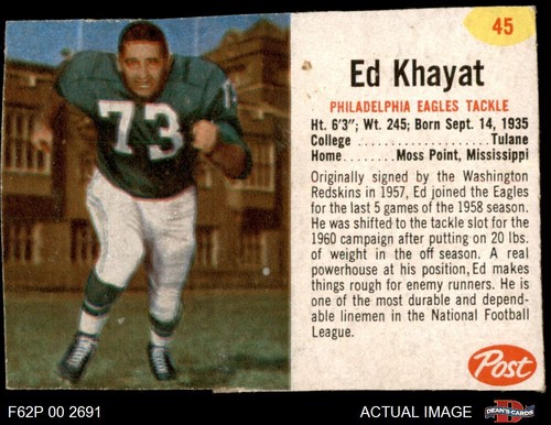 1962 Post Cereal #45 Ed Khayat Eagles 2 - GOOD | eBay