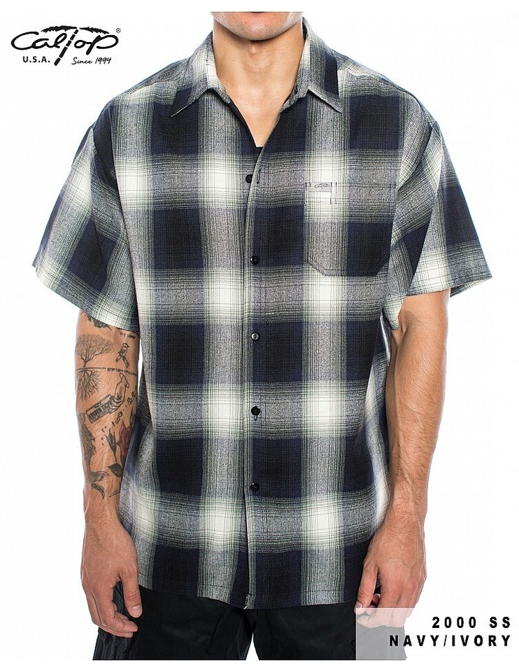 CALTOP OLD SCHOOL FLANNEL VETERANO SHORTSLEEVE SHIRT PLAID SM-5X ...