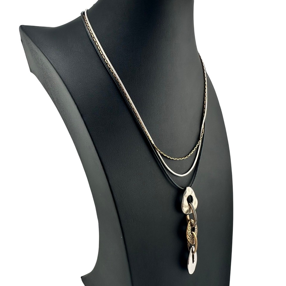 Chicos Modern Abstract Contemporary Tri Color Y-Drop Pendant 21 ...