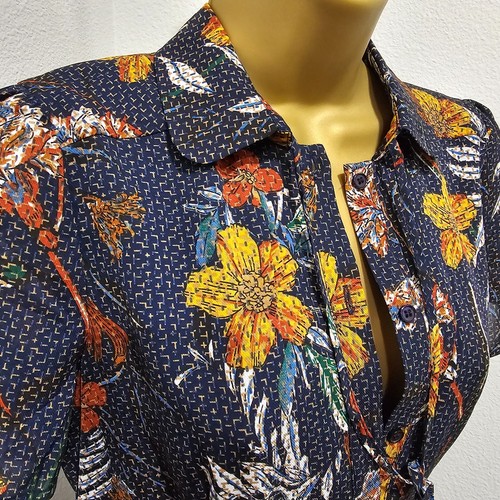 Trad Wife Midi Dress Womens Sm Flowy Short Sleeve Dark Floral Modest ...