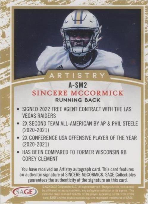 2022 SAGE Artistry Sincere McCormick #A-SM2 for sale | eBay