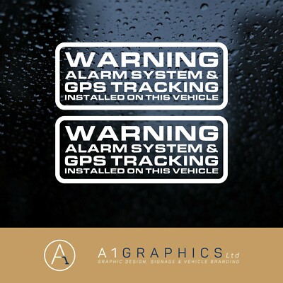 WARNING Alarm system WHITE CUT 115mm x2 CAR STICKER DECAL WINDOW BUMPER ...