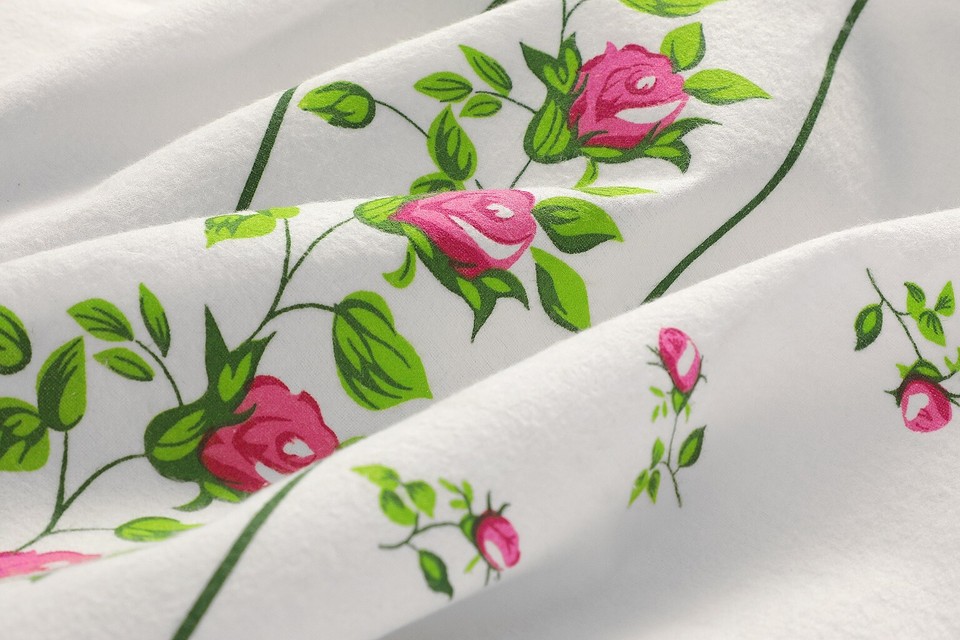 Rosebud Pattern 100% Brushed Cotton Duvet Cover Bed Set Single Double ...