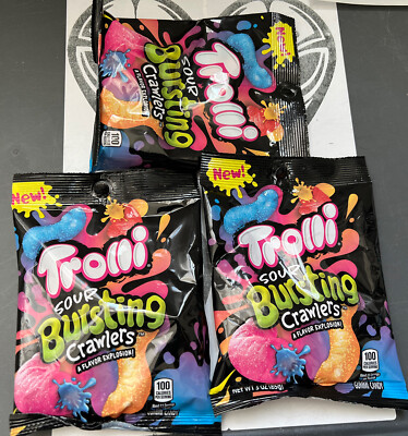 Trolli Sour BURSTING Crawlers Worms Gummi Candy {3 BAGS} A Flavor ...