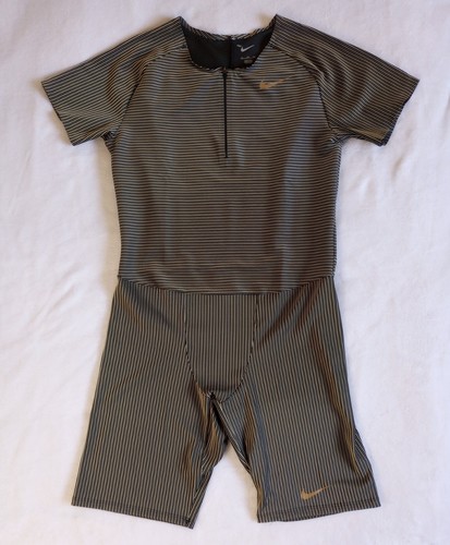 Men's Nike Elite Pro One Piece Black Gold Track Speed Suit CW2568-077 ...