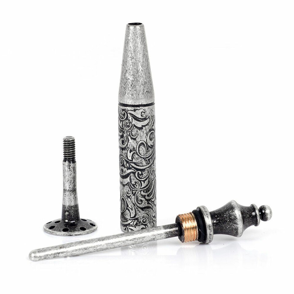 Antique Silver 2 in 1 Carved Smoking Pipe Tamper Brass Pick Tool Tamp ...