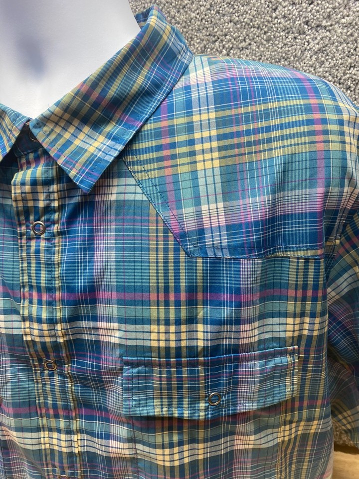 Patagonia Men's XL Bandito Blue Plaid Snap Button Short Sleeve Shirt ...