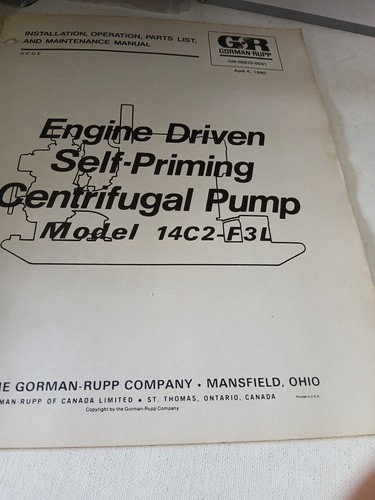 Gorman Rupp Engine Driven Self Priming Centrifugal Pump Model 15c2-f3l ...
