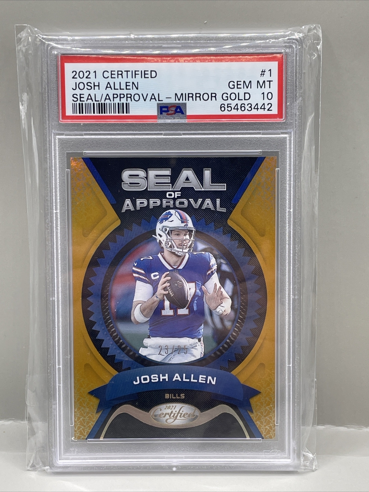 2021 Certified Josh Allen Seal of Approval Gold 23/25 PSA 10 GM/MT ...