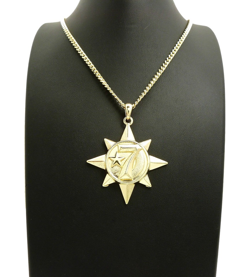 NEW 7-STAR PENDANT & 24" BOX/CUBAN/ROPE CHAIN HIP HOP NECKLACES ...