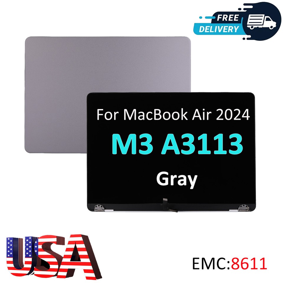 For MacBook Air A3113 2024 M3 LCD Screen Display Replacement Assembly ...