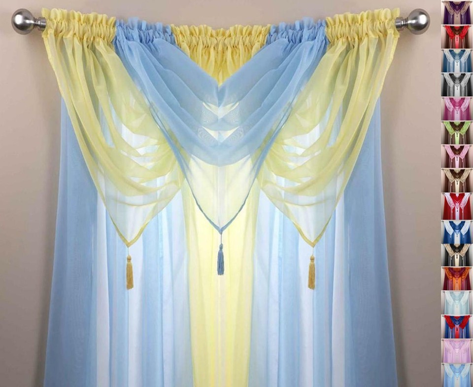 1 VOILE SWAG SWAGS TASSLE DECORATIVE NET CURTAIN DRAPE PELMET VALANCE ...