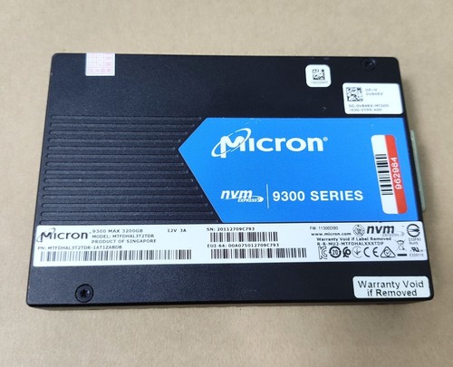 Micron 9300 MAX 3.2TB 2.5" U.2 NVME MTFDHAL3T2TDR -1AT1ZABYY 3DWPD SSD ...