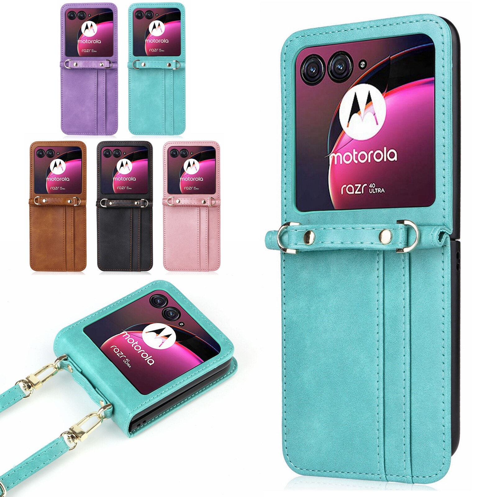 For Motorola Razr 40 Ultra /Razr 50 2024 PU Leather Wallet Card Strap ...