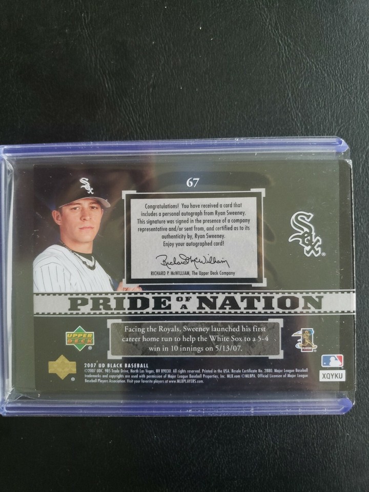 RYAN SWEENEY 2007 UPPER DECK BLACK PRIDE OF A NATION USA FLAG AUTOGRAPH ...