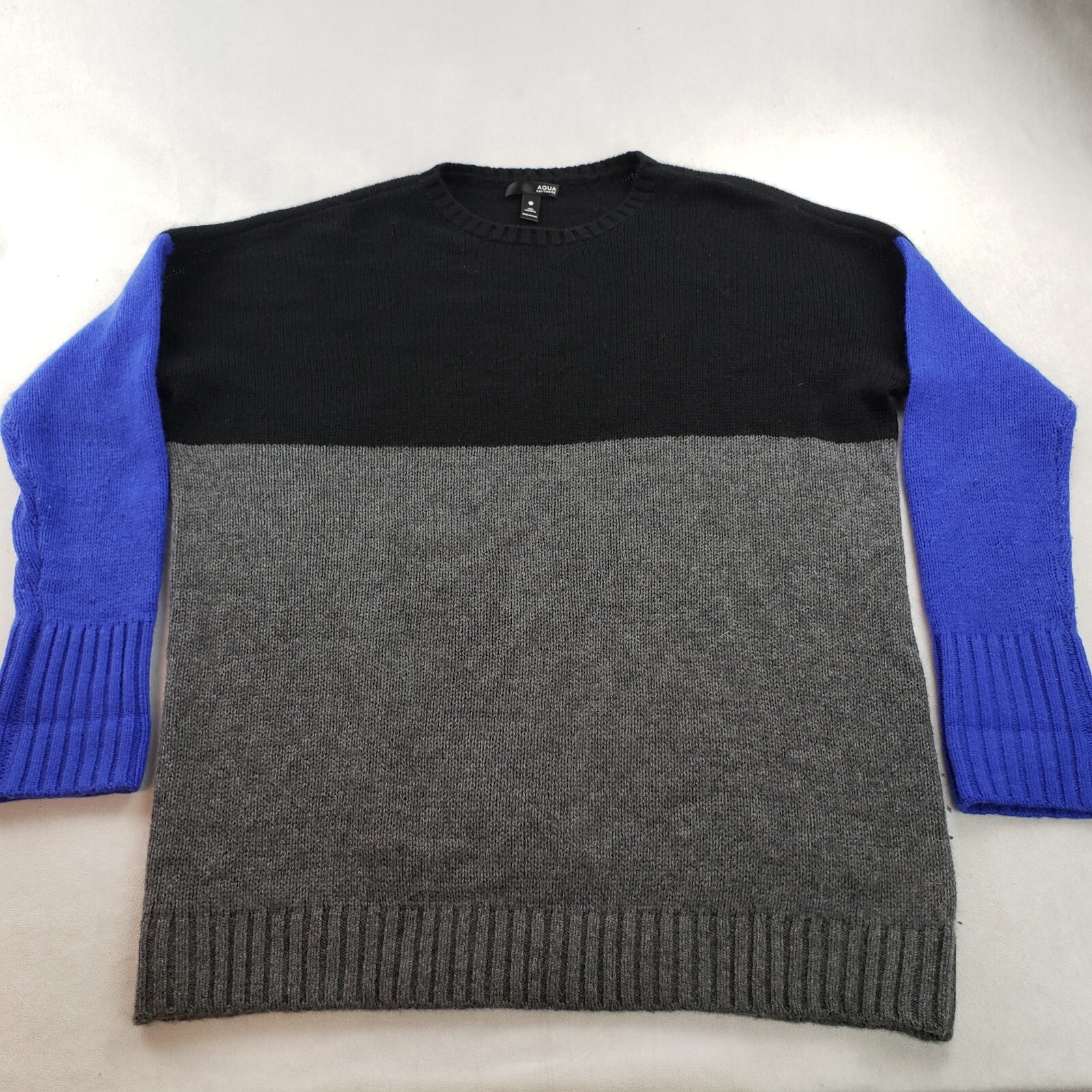 Aqua Cashmere Colorblock 100% Cashmere Chain Knit Swe… - Gem