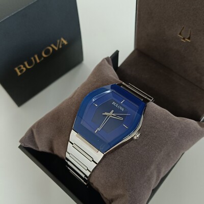 Bulova 96A258 Gemini Men's Wristwatch Blue Silver-Tone Stainless Steel ...