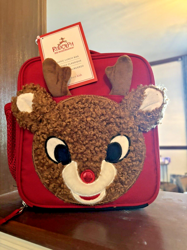 School Pottery barn Christmas holiday RUDOLPH LUNCH BOX BAG space gift ...