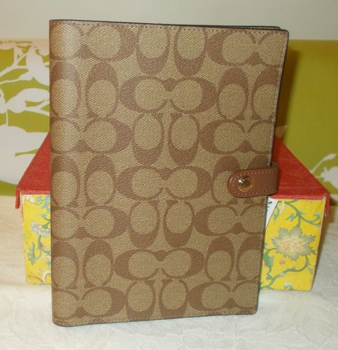 COACH Notebook Business Planner with Signature Print Canvas Leather in ...