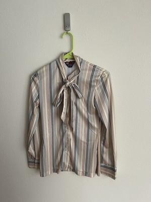 Vintage 70’s 80’s Women’s Russ Togs Shirt Pussy Bow Striped Boho Hippie ...